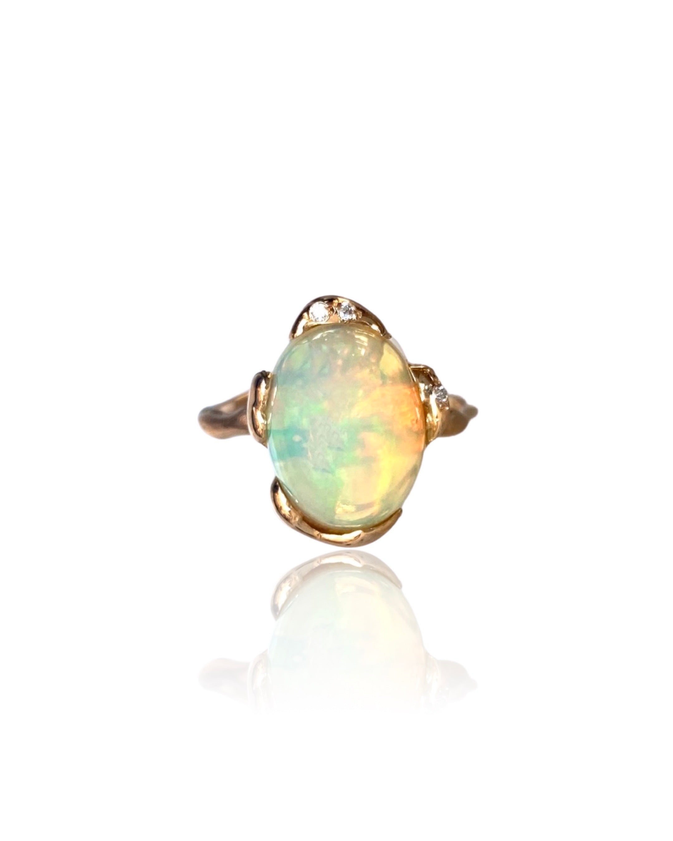 18kt Rose Gold Microbo Ring with Ethiopian Opal and Diamonds – lucifer ...