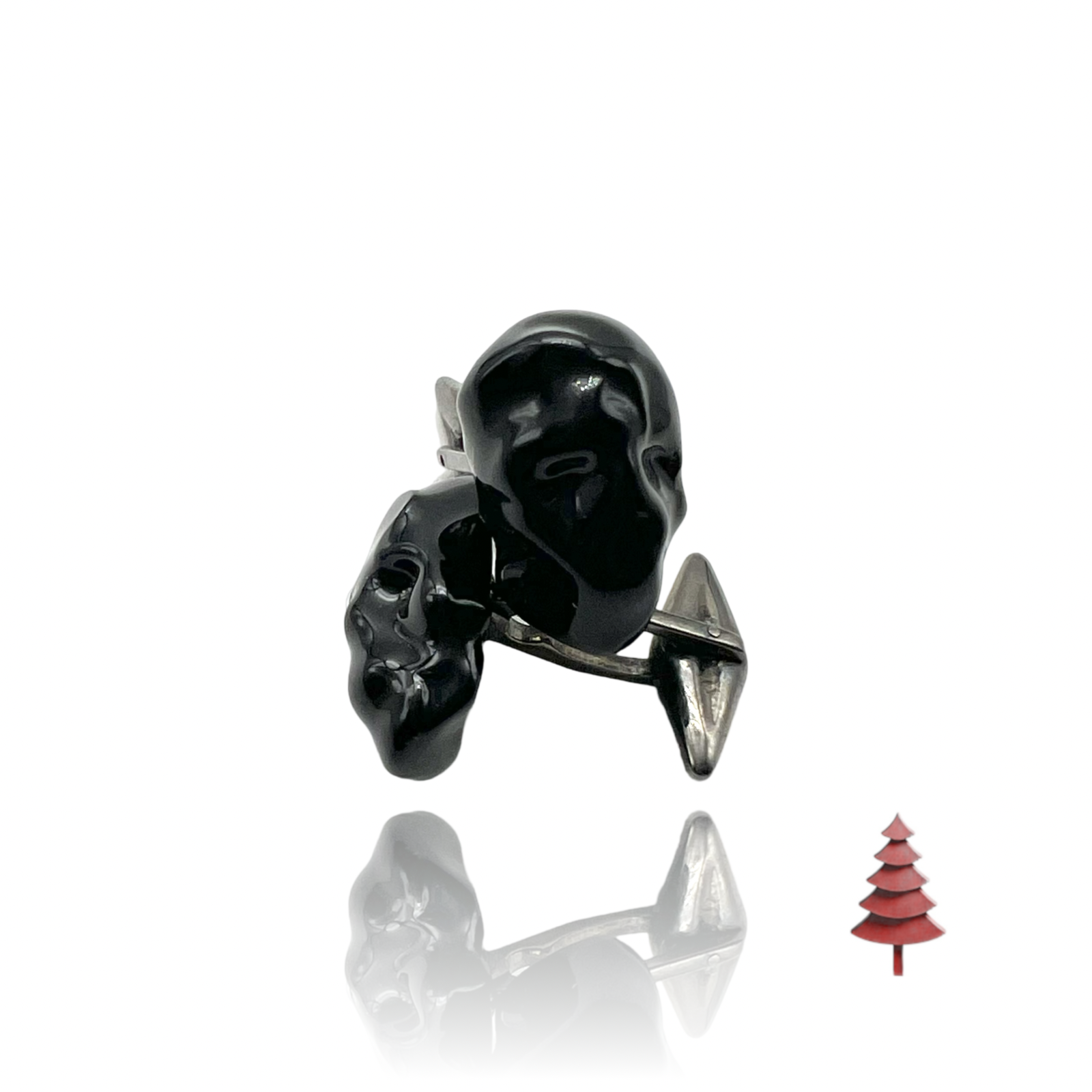 Silver And black enamel skull cuff links – lucifer vir honestus